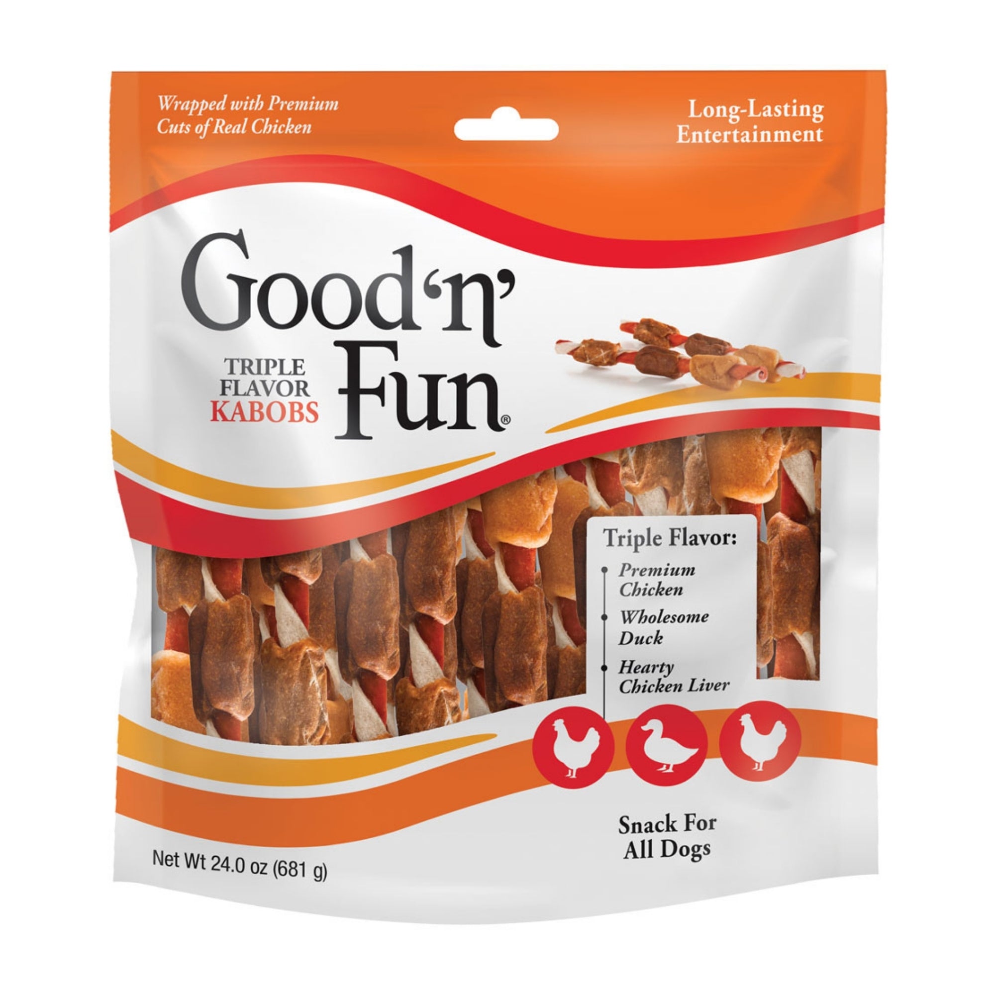 Good 'N' Fun Triple Flavor Kabobs Chicken/Duck/Liver 24oz. – Fur Babies ...