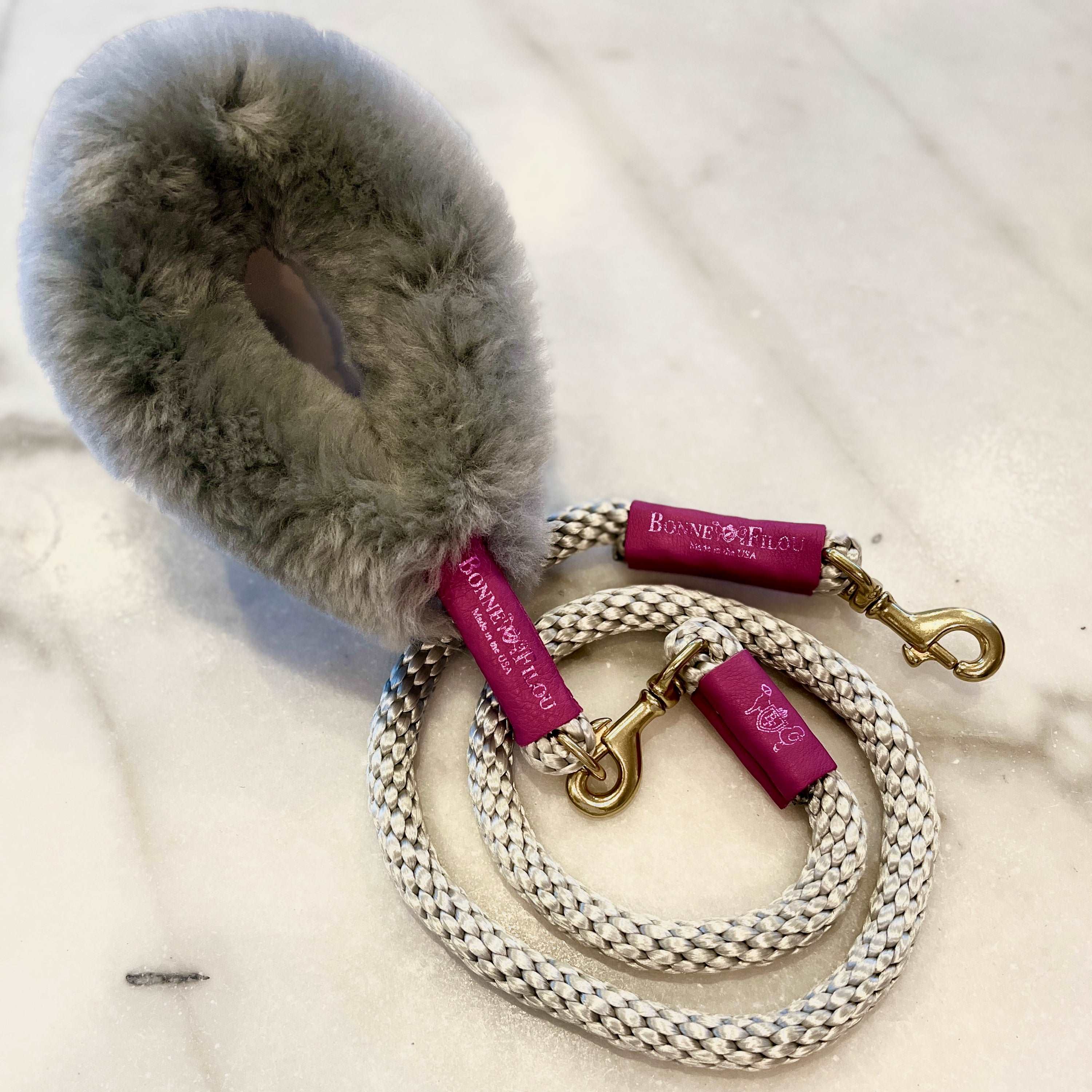 Bundle Shearling Fur Grip + Rope Leash for Dogs – Fur Babies Plus